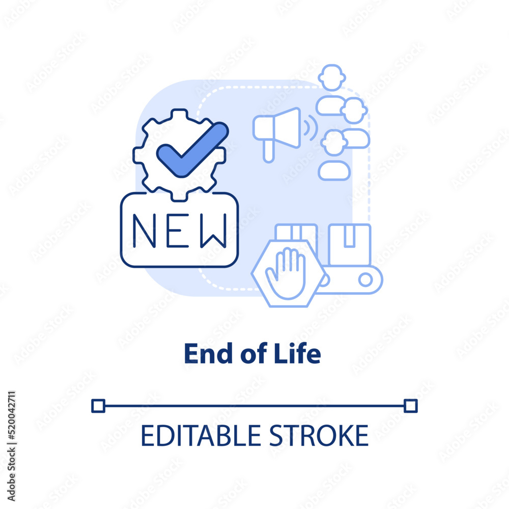 End of life light blue concept icon. Replacement. Stage of product ...