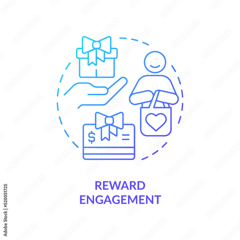 Reward engagement blue gradient concept icon. Loyalty program. Customer engagement strategy ...