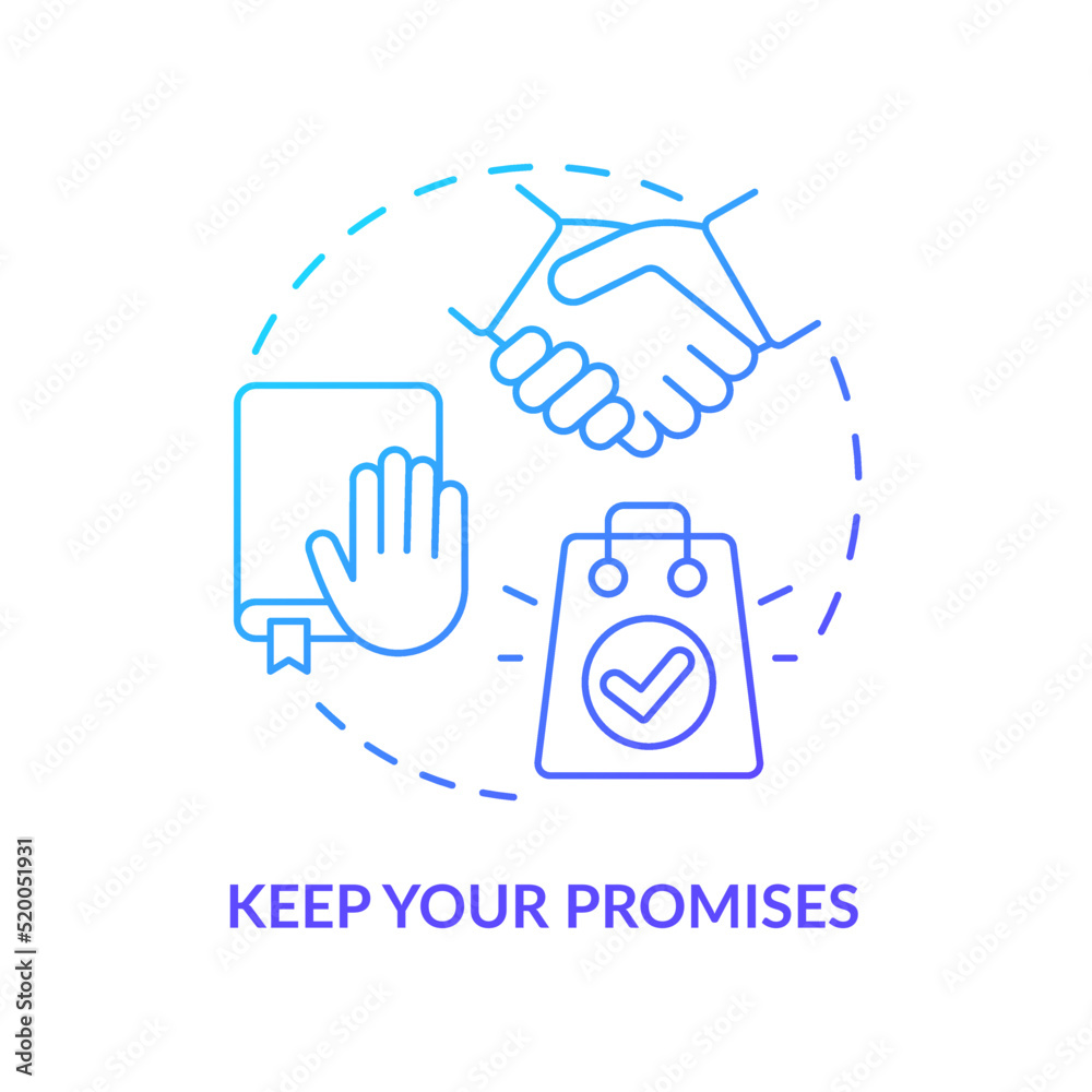 Keep your promises blue gradient concept icon. Client perception ...
