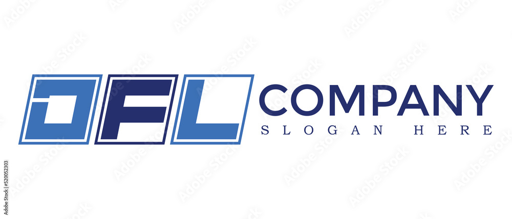 DFL three Letter Rounded rectangle boxes shape element symbol digital ...