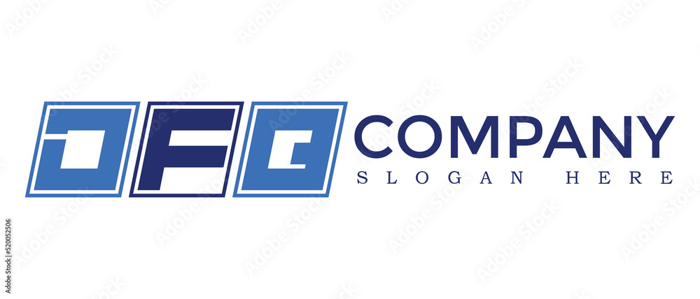 DFQ three Letter Rounded rectangle boxes shape element symbol digital ...