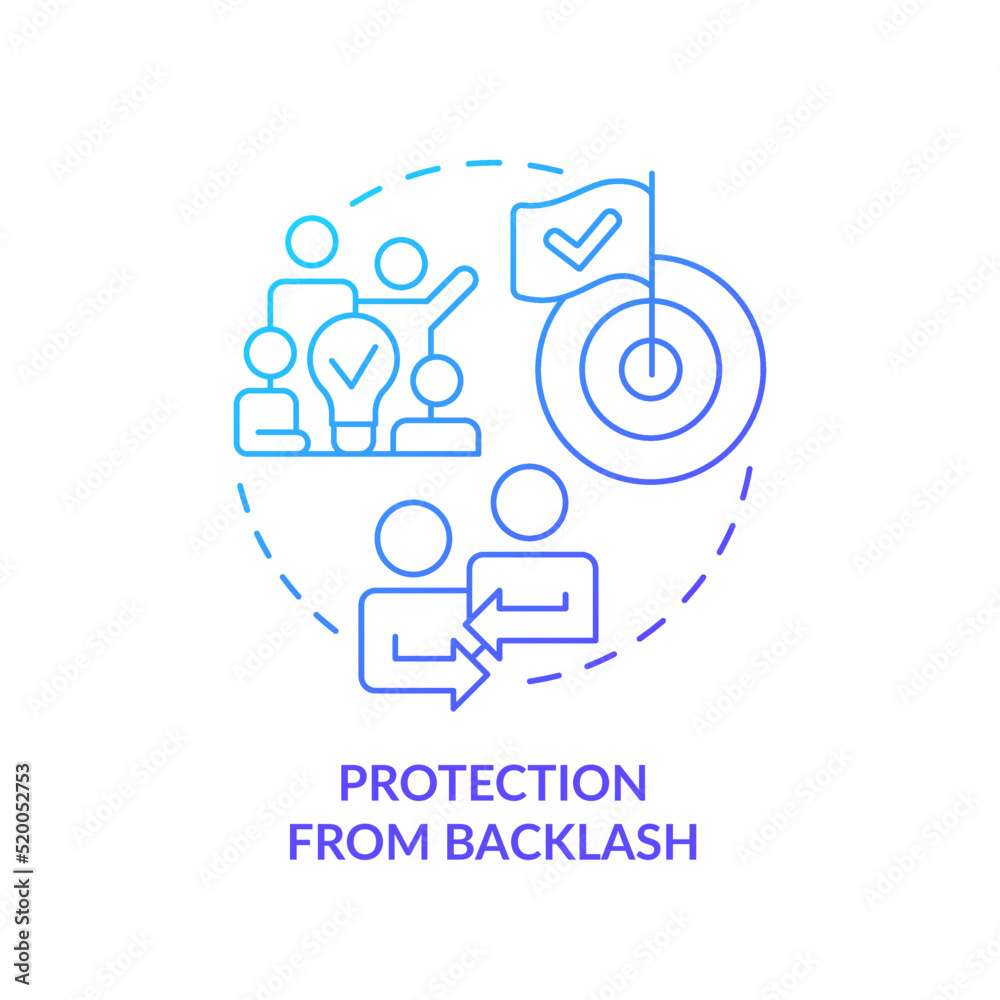 Protection from backlash blue gradient concept icon. Relationship ...
