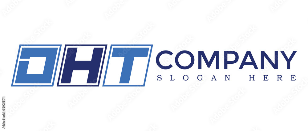 Vecteur Stock DHT three Letter Rounded rectangle boxes shape element ...