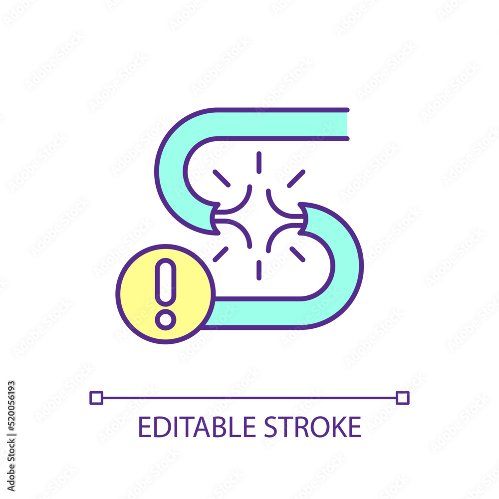 Damaged ignition wires RGB color icon. Frayed electrical cable. Cord ...