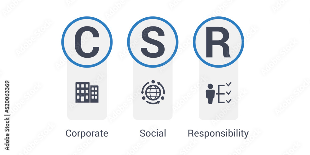 CSR vector infographic illustration acronym concept of corporate ...