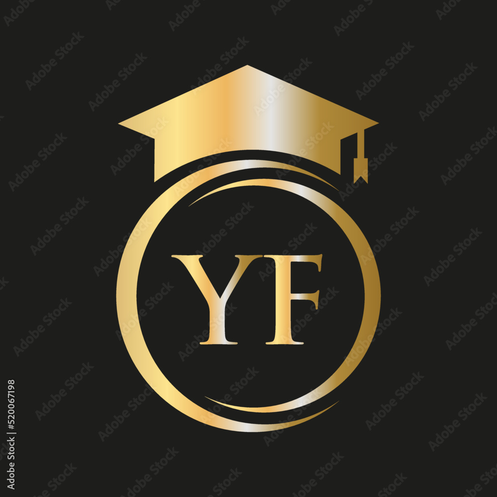 Letter YF Education Logo Concept With Educational Graduation Hat Vector ...