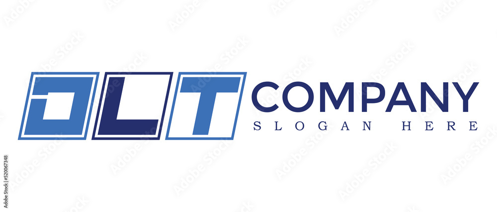 DLT three Letter Rounded rectangle boxes shape element symbol digital ...