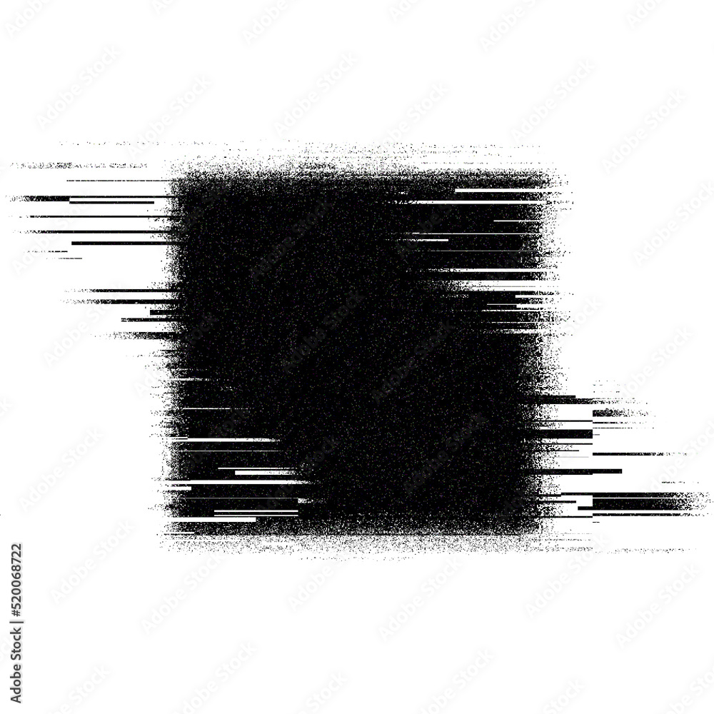 Black box with glitch effect, pattern. Square shape, pixel noise ...