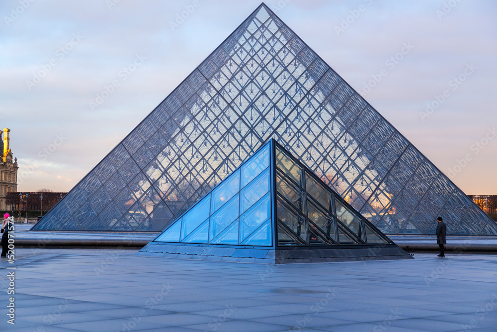 The glass pyramid of Louvre Museum, Paris, France Stock Photo | Adobe Stock