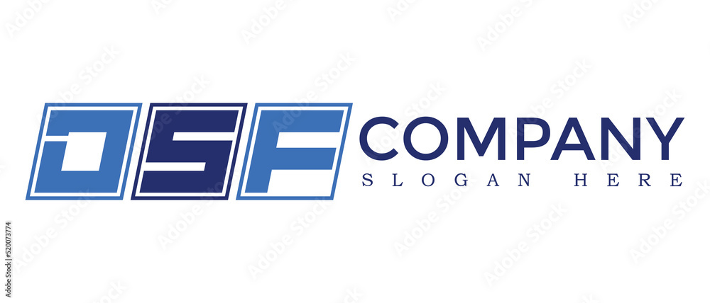 DSF three Letter Rounded rectangle boxes shape element symbol digital ...