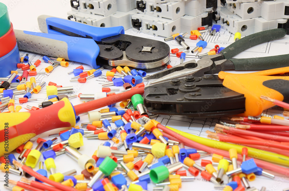 Electrical tools and materials for the installation of an electrical ...