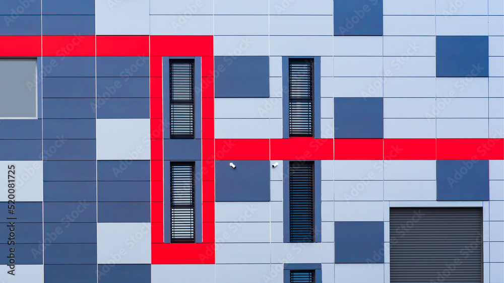 Facade of modern building with ventilation grilles Stock Photo | Adobe ...