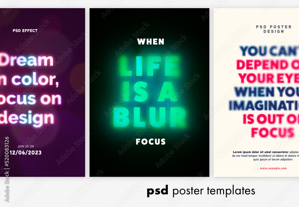 Blurred Text Effect Posters Stock Template | Adobe Stock
