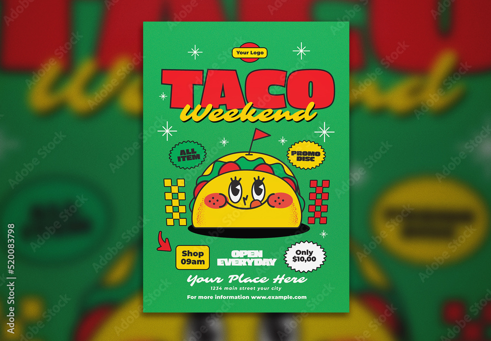 Taco Promotion Flyer Stock Template | Adobe Stock