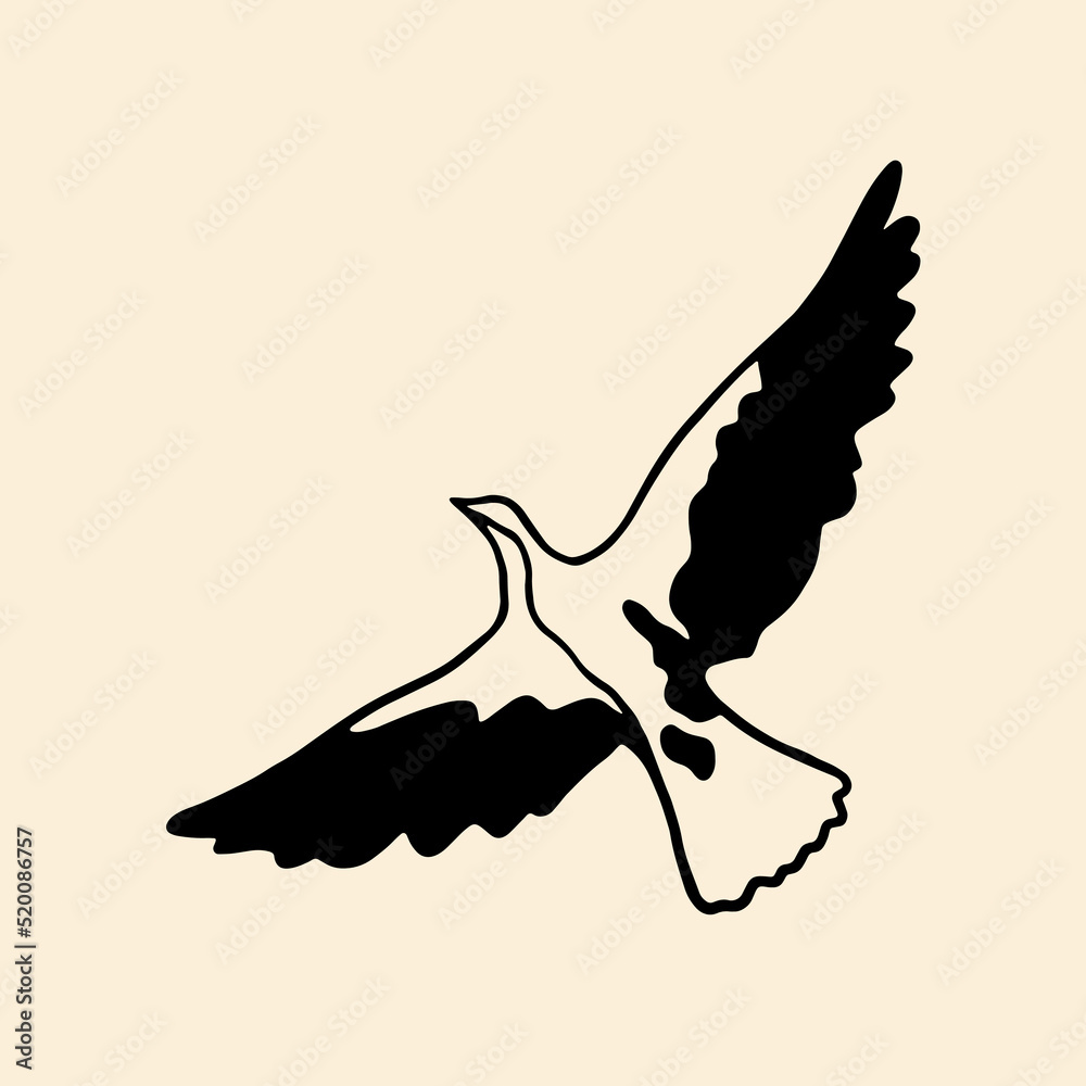 Flying stylized bird vector illustration. Flying bird doodle Stock ...