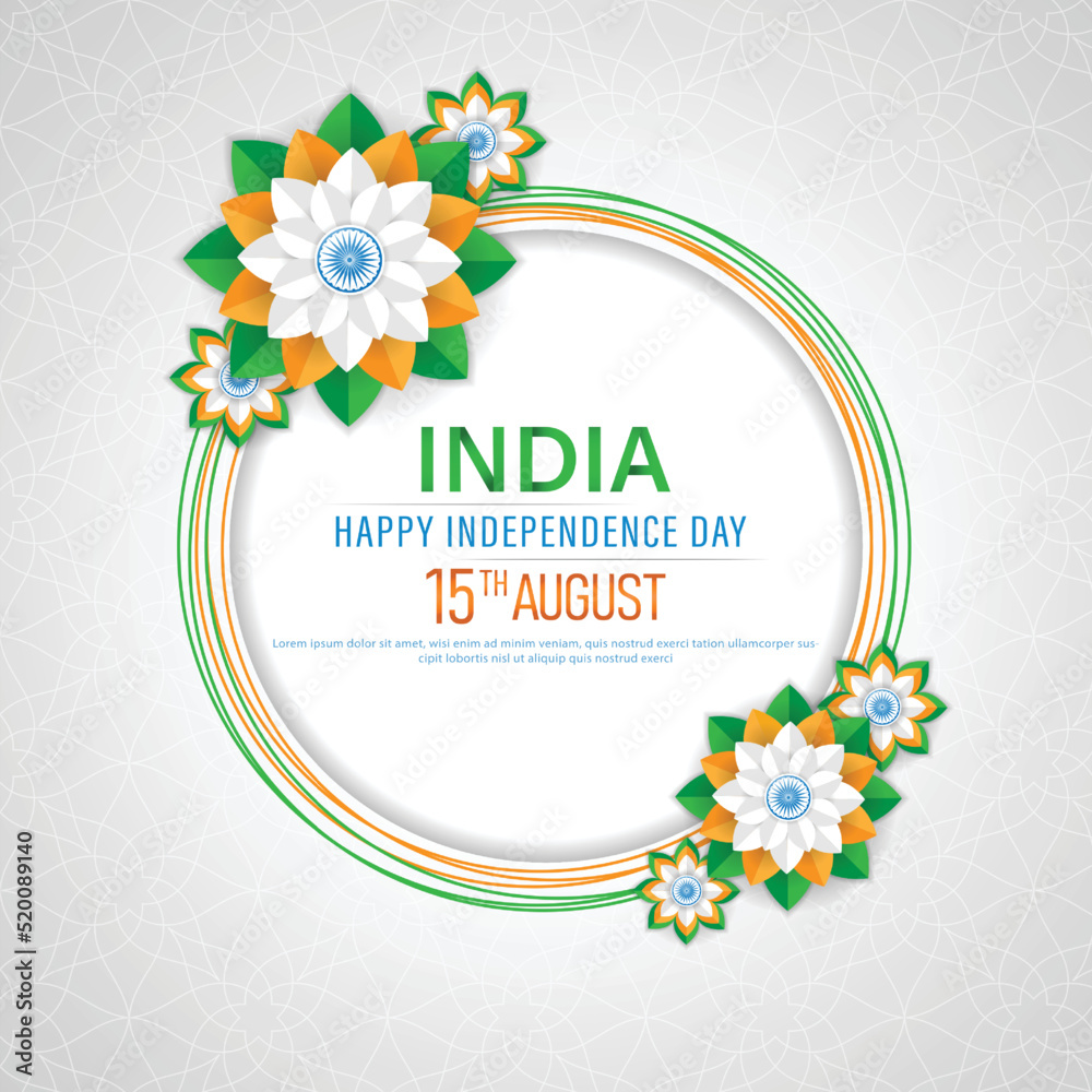 15 th August Indian Independence Day poster design with flowers shape ...