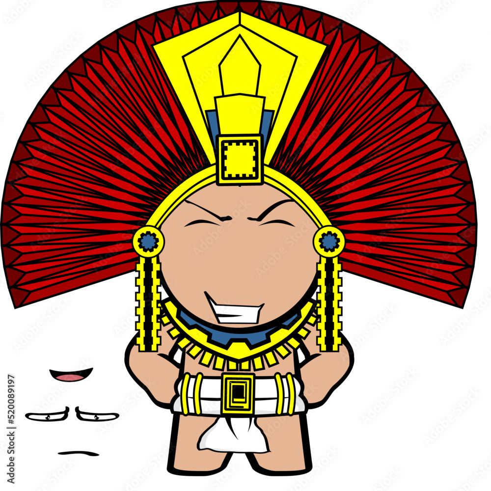 Vetor de funny aztec kid mexican god cartoon set in vector format do ...