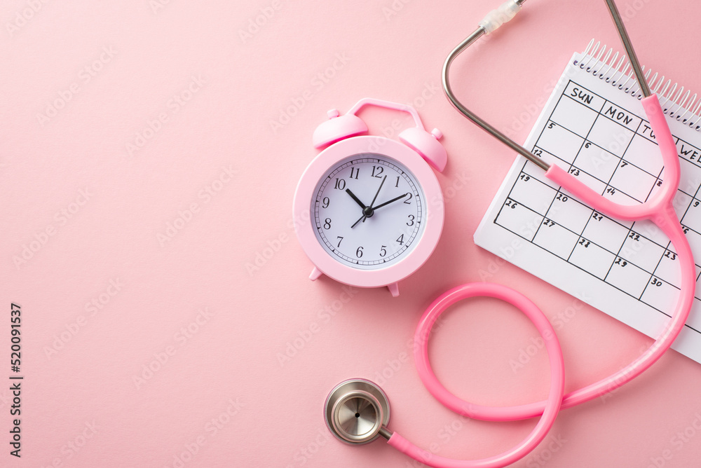 Breast cancer awareness concept. Top view photo of pink stethoscope ...