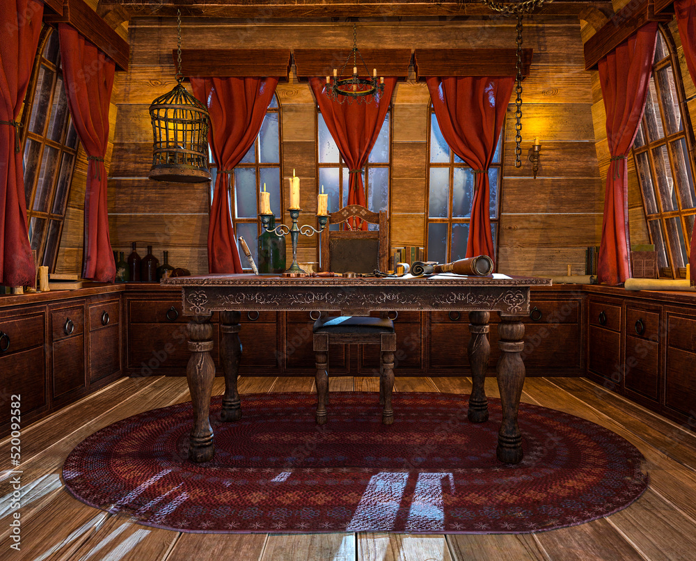 captain table ont the quarter background front view Stock Illustration ...