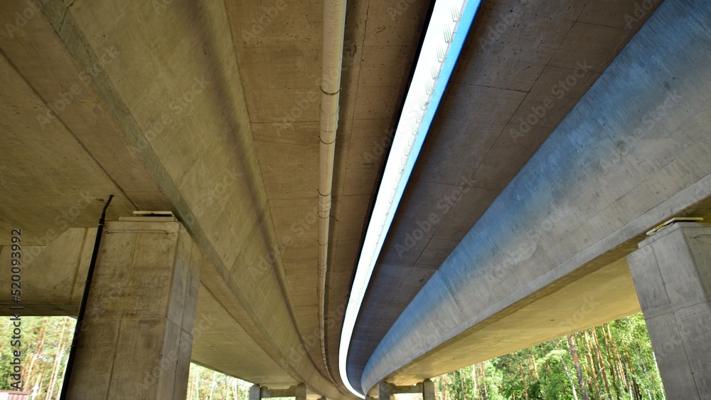 Highway overpass bridge concrete structure with columns. Stock Photo ...