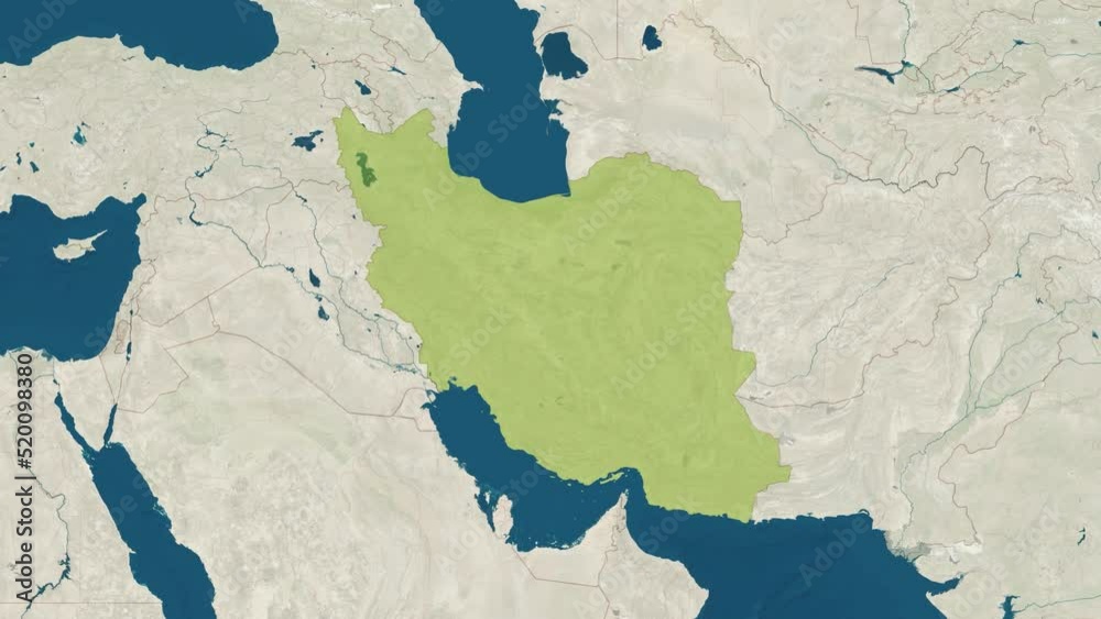Zoom in to the map of Iran with text, textless, and with flag Stock ...