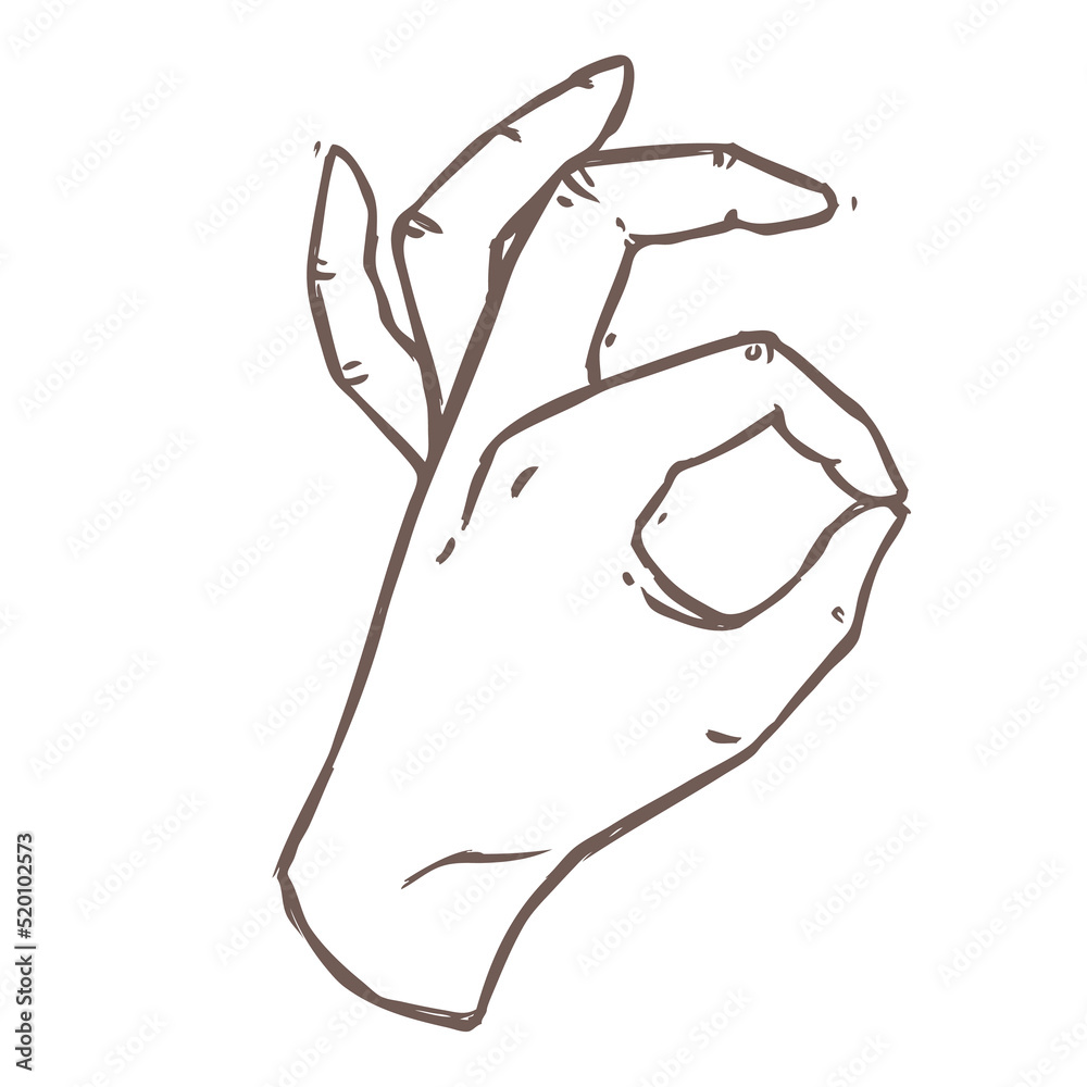 Vector gesture meaning ok. Linear drawing of hand. Simple sketch ...