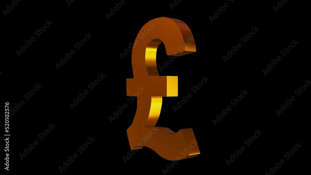 Pound Sign rotating Seamless loop animation 3d rendered in golden color ...