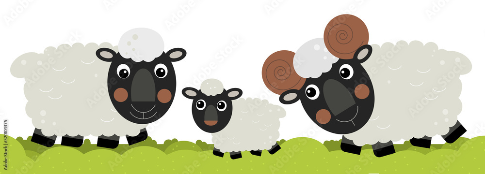 Cartoon happy sheep family is standing smiling illustration Stock ...