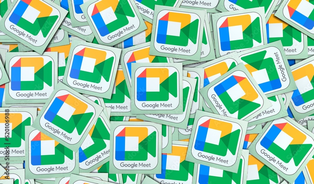 google meet, social media 3d Logo Visual Scene Stock Photo | Adobe Stock