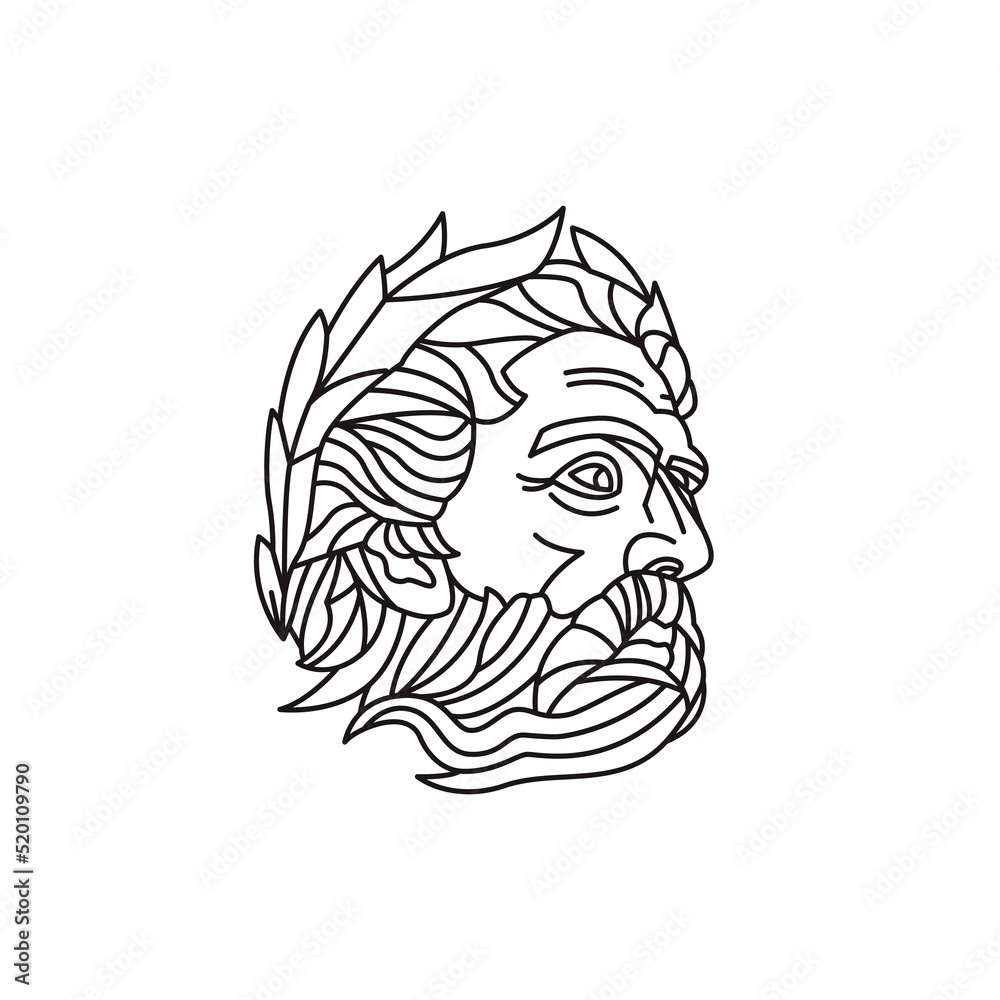 Greek god logo design with line art style vector illustration, Anchient ...