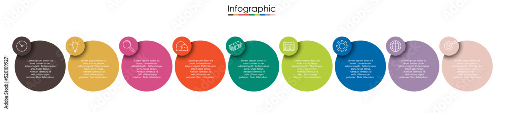Vector infographic template with nine steps or options. Illustration ...