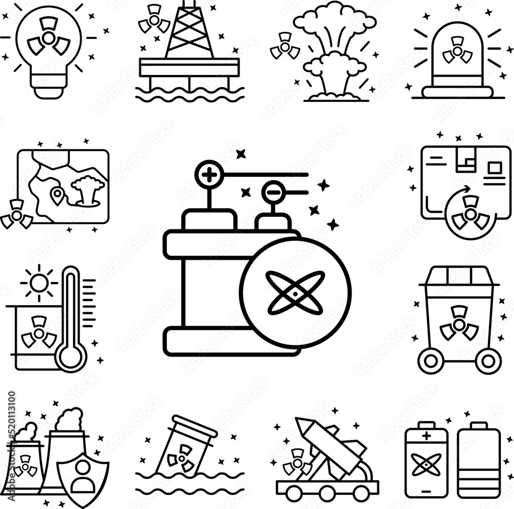 Nuclear atomic structure icon in a collection with other items Stock ...