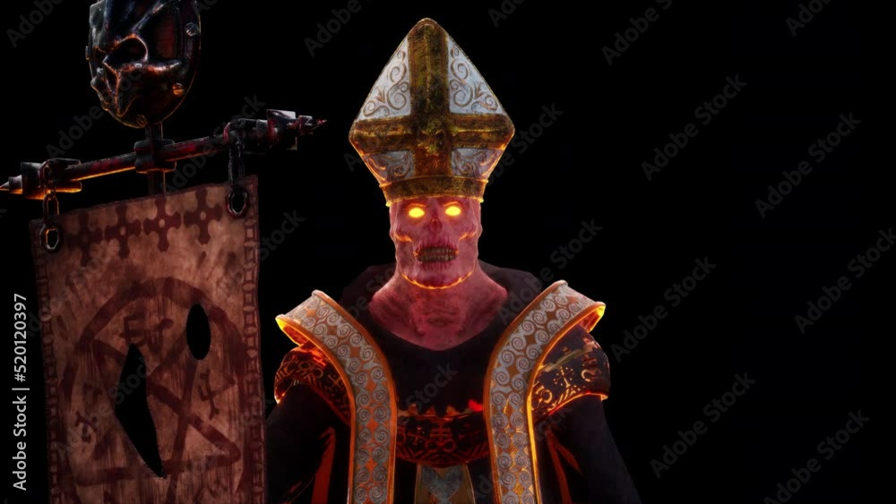 Cursed Pope VJ Loop – is a motion graphics clip featuring corrupted pope in church attire. The ...