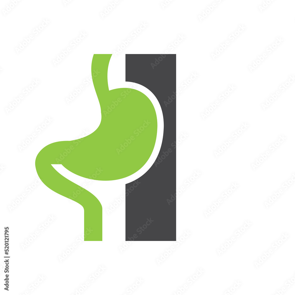 Letter I Minimal Stomach Logo Design for Medical and Healthcare Symbol ...