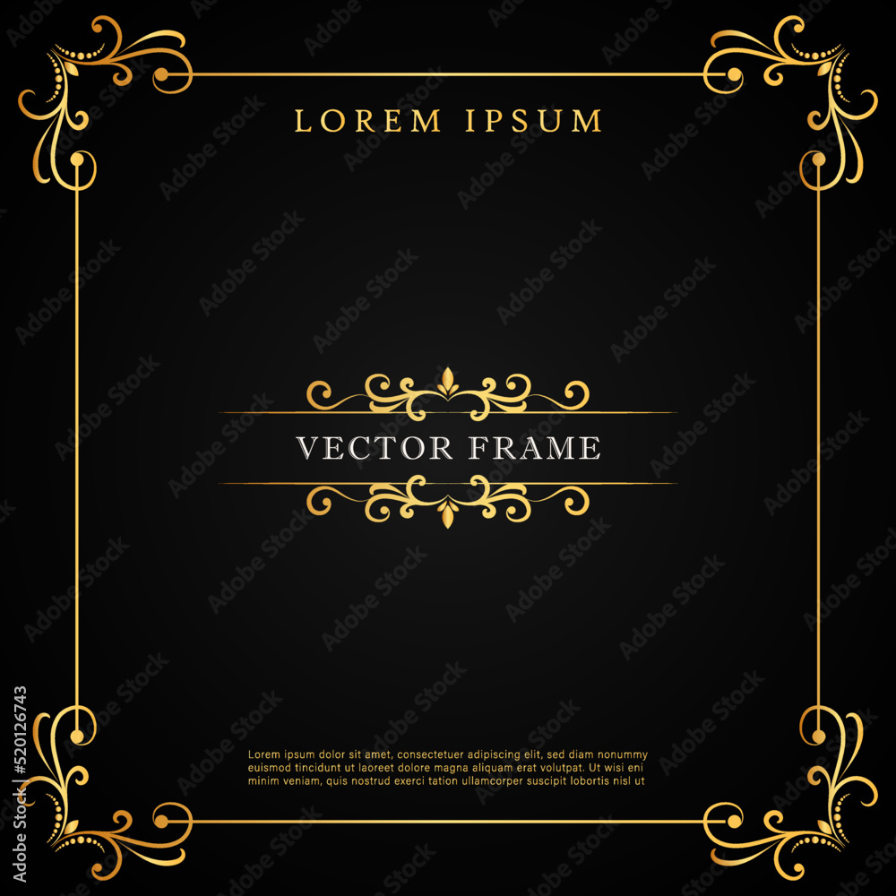 Elegant gold frame floral border template design Stock Vector | Adobe Stock