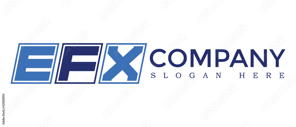 EFX three Letter Rounded rectangle boxes shape element symbol digital ...