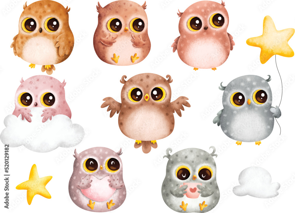 Cute Baby Owls Clip Art