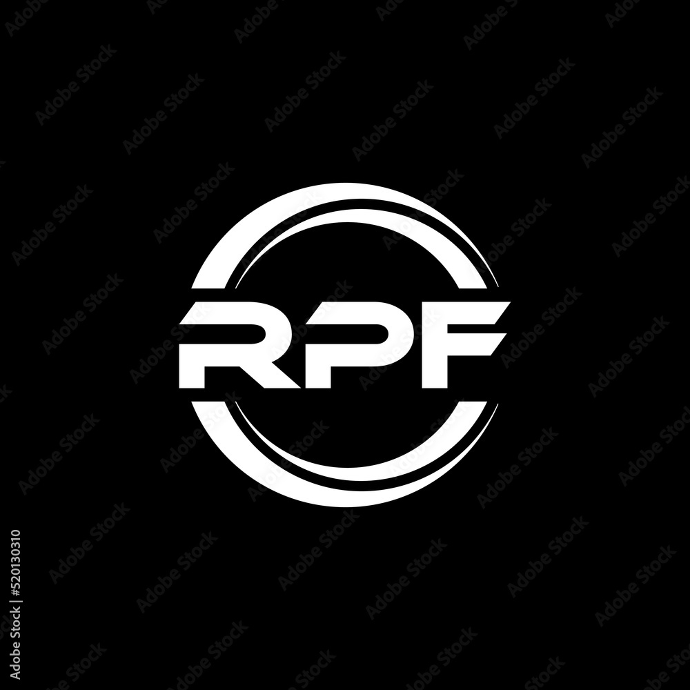 Vecteur Stock RPF letter logo design with black background in ...