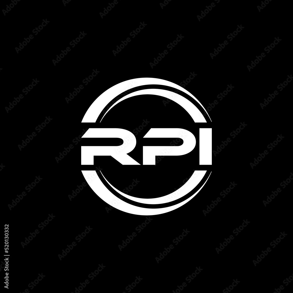 RPI letter logo design with black background in illustrator, vector ...