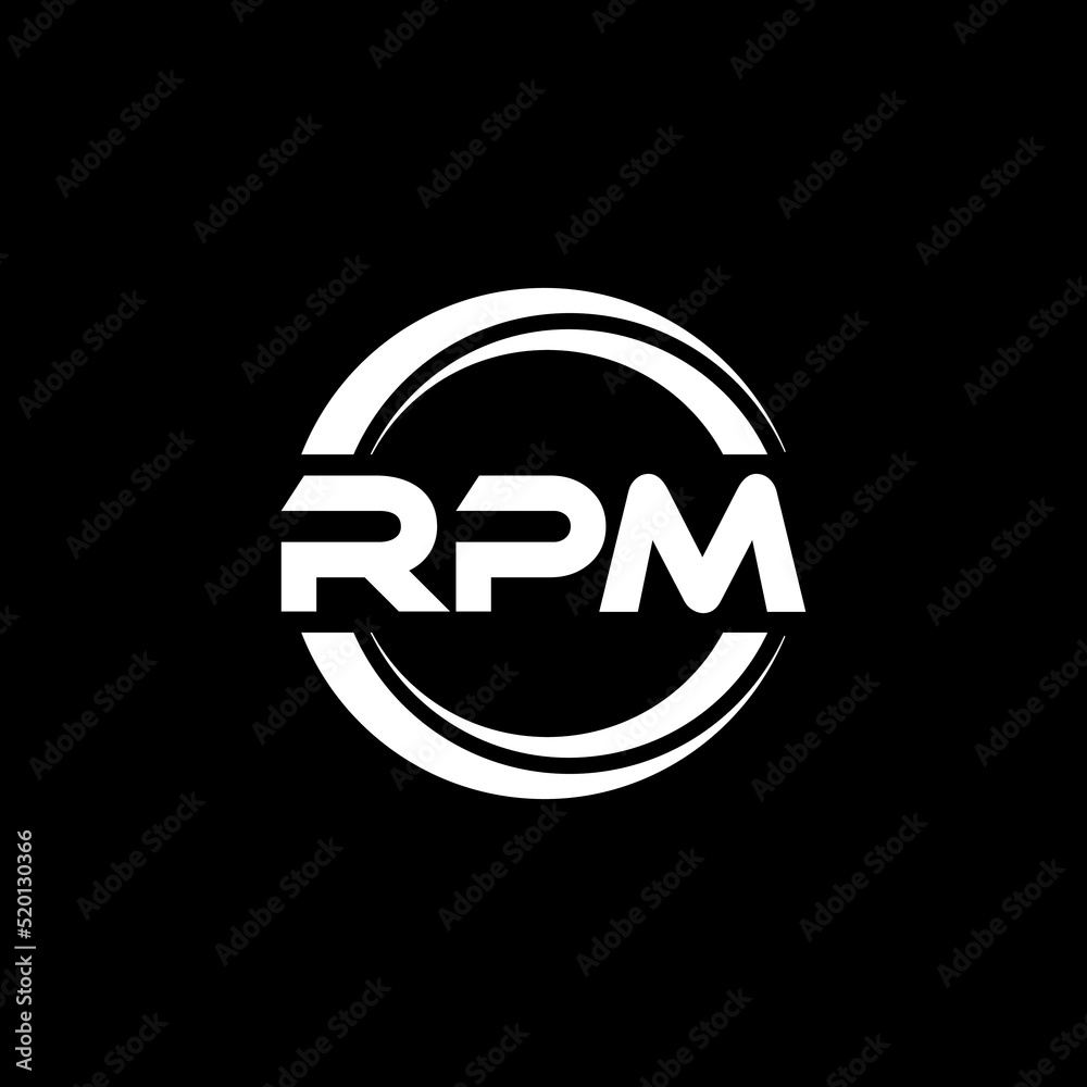 RPM letter logo design with black background in illustrator, vector logo modern alphabet font ...