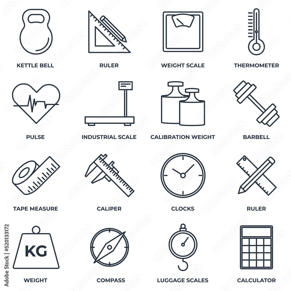 Set of Measuring icon logo vector illustration. measure, measurement ...