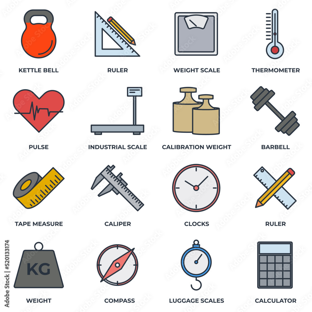 Vetor de Set of Measuring icon logo vector illustration. measure ...