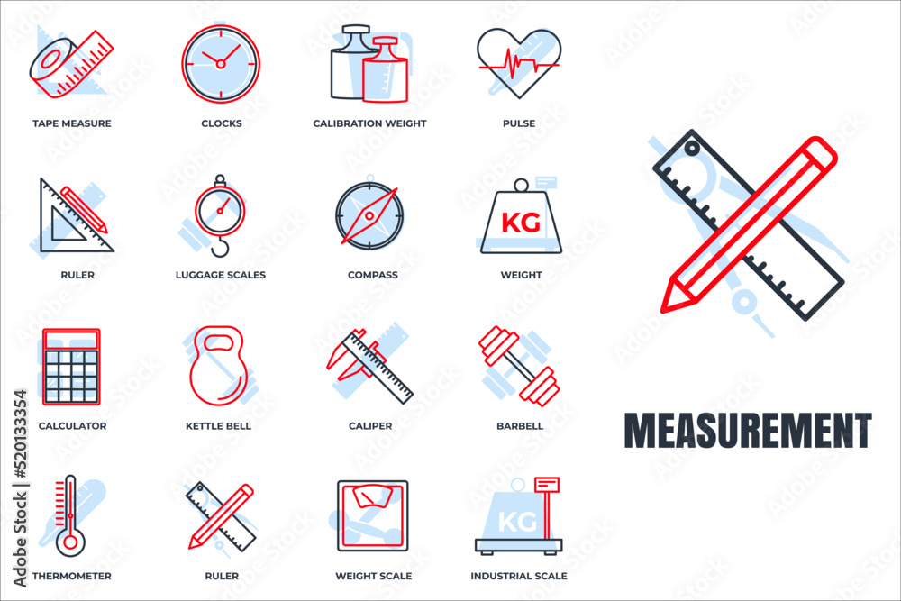 Set of Measuring icon logo vector illustration. measure, measurement ...