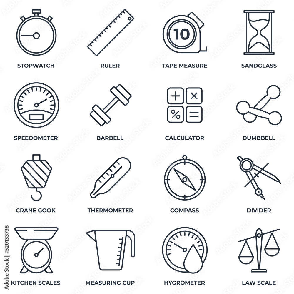 Set of Measuring icon logo vector illustration. measure, measurement ...