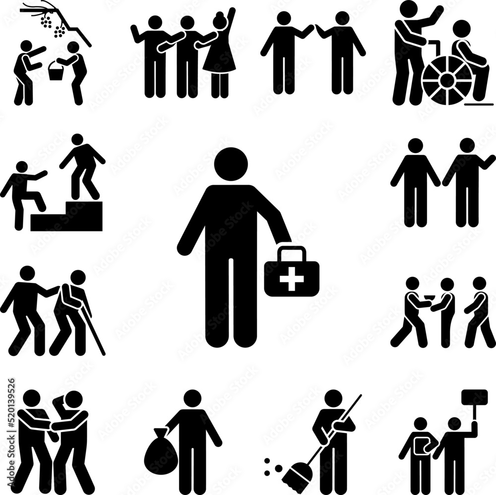 Doctor help icon in a collection with other items Stock-Vektorgrafik ...