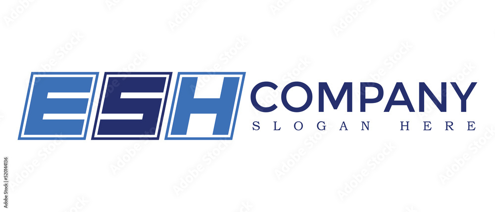 Vecteur Stock ESH three Letter Rounded rectangle boxes shape element ...