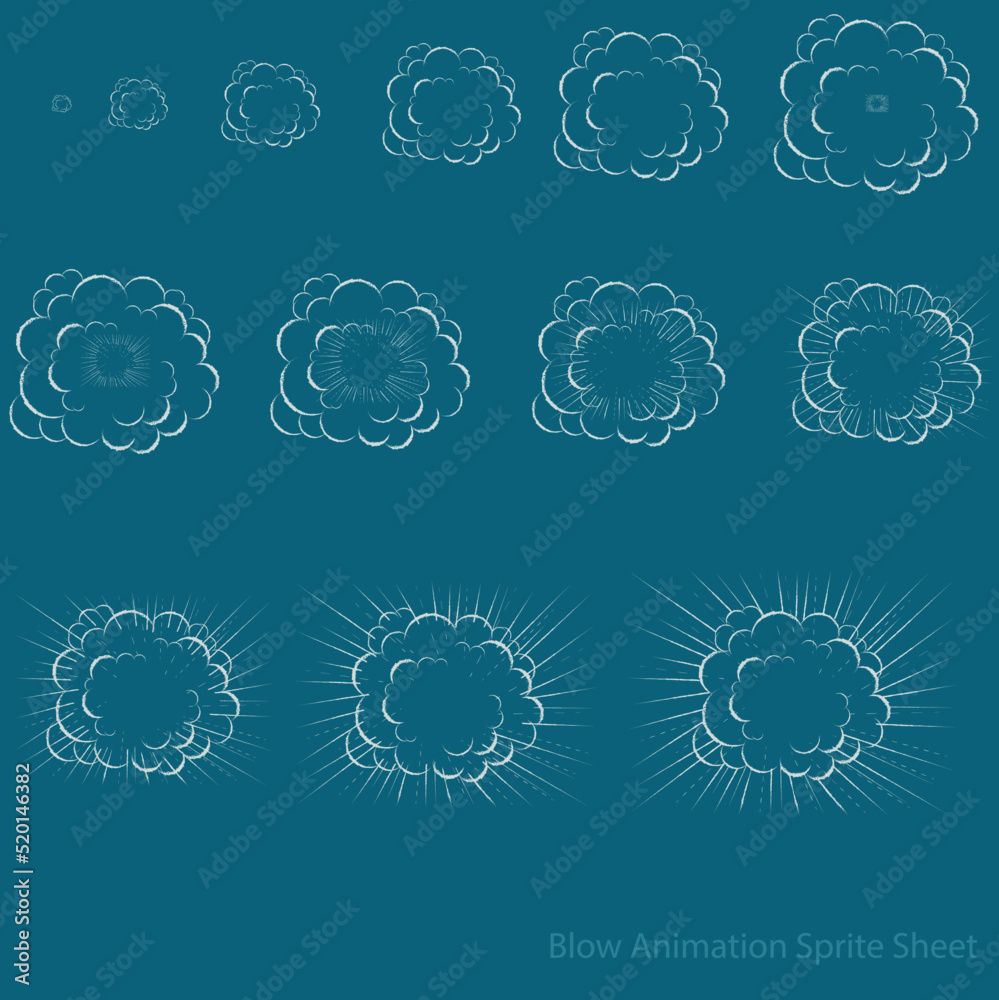 Blow Boom animation sprite sheet, bubble explosion icon. boom movement ...