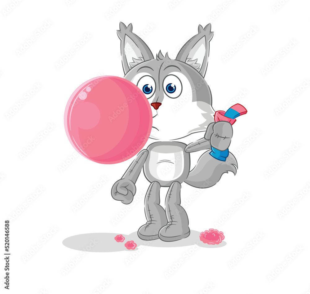 wolf chewing gum vector. cartoon character Stock Vector | Adobe Stock