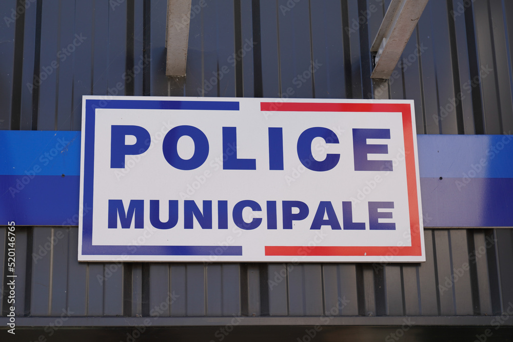 police municipale logo facade and text sign on wall building official ...