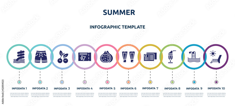 summer concept infographic design template. included aqua park ...
